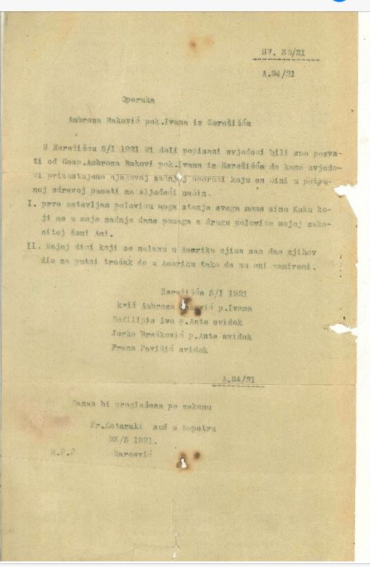 Pismo i oporuka Ambroza Bakovića iz Nerežišća - Aspira Virtualni Muzej ...